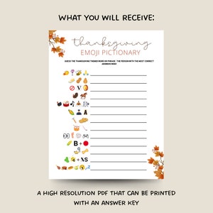 Thanksgiving Emoji Pictionary Game Printable, Fun Thanksgiving Trivia ...