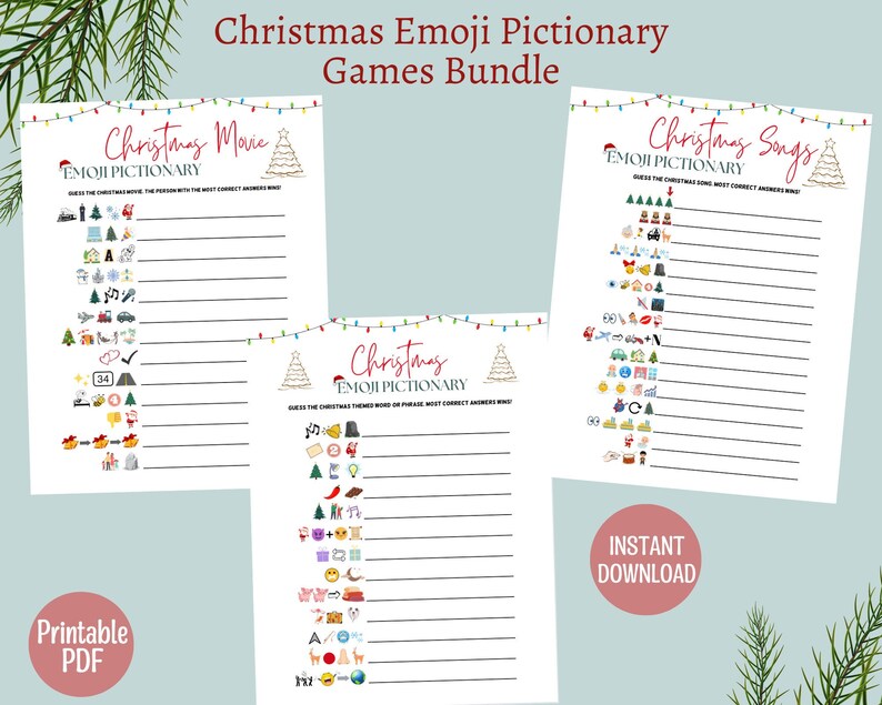 Christmas Emoji Pictionary Bundle Printable Fun Party Game - Etsy
