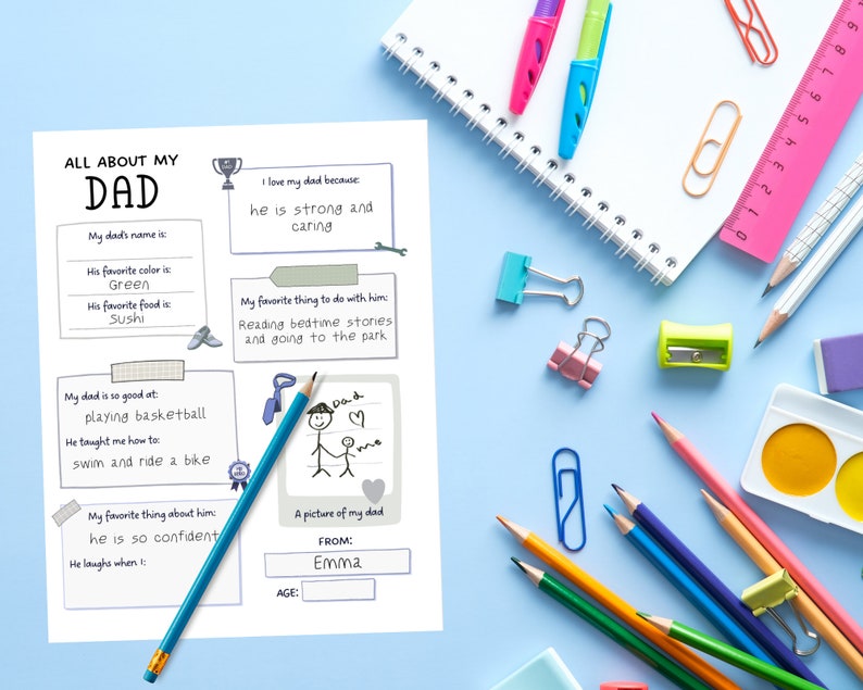All About My Dad Printable Fathers Day Questionnaire All - Etsy