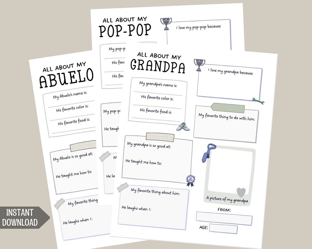 All About My Grandpa Abuelo Printable Fathers Day - Etsy