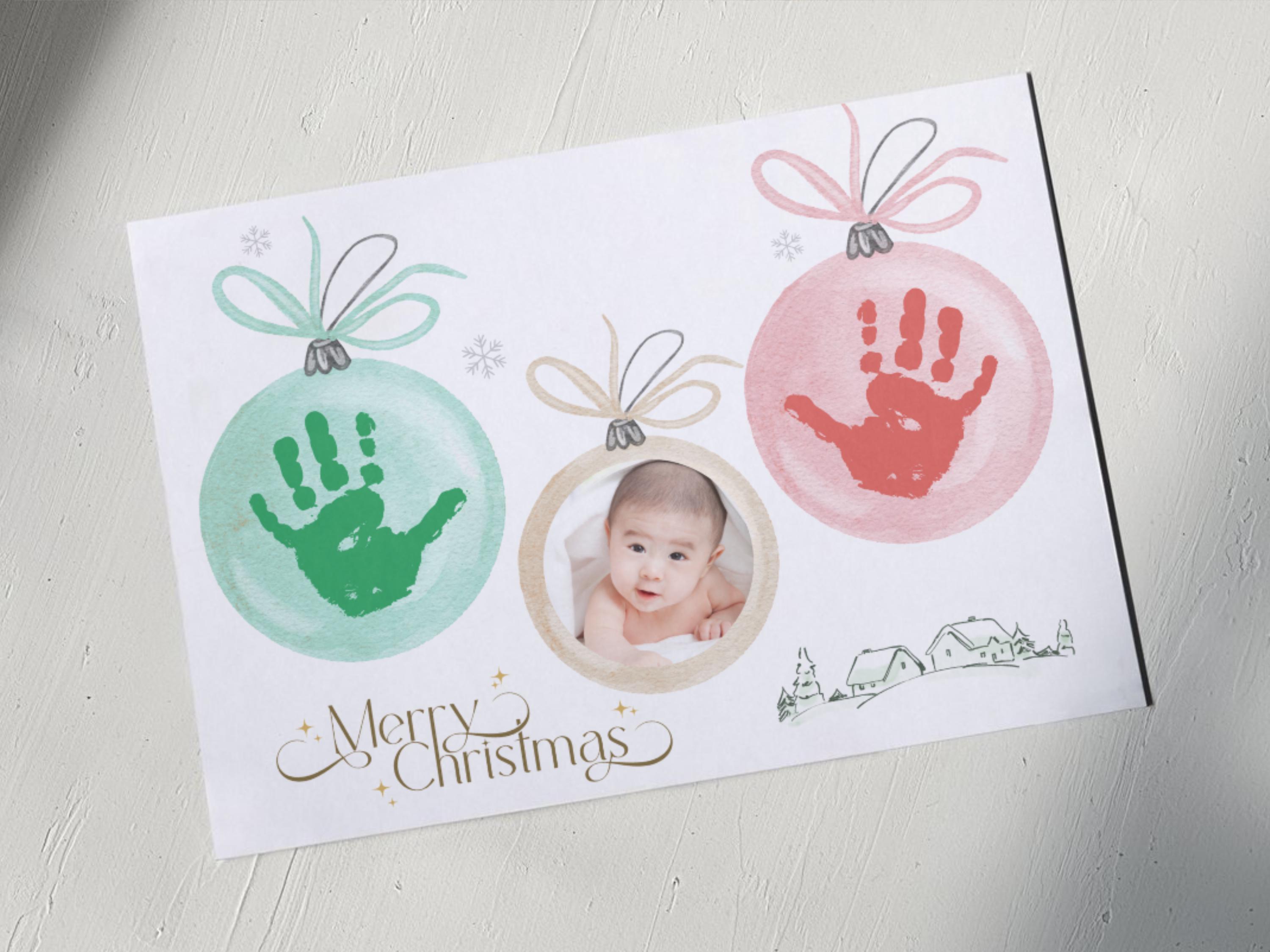 Christmas Ornament Handprint Craft Printable for Kids, DIY Winter Photo ...