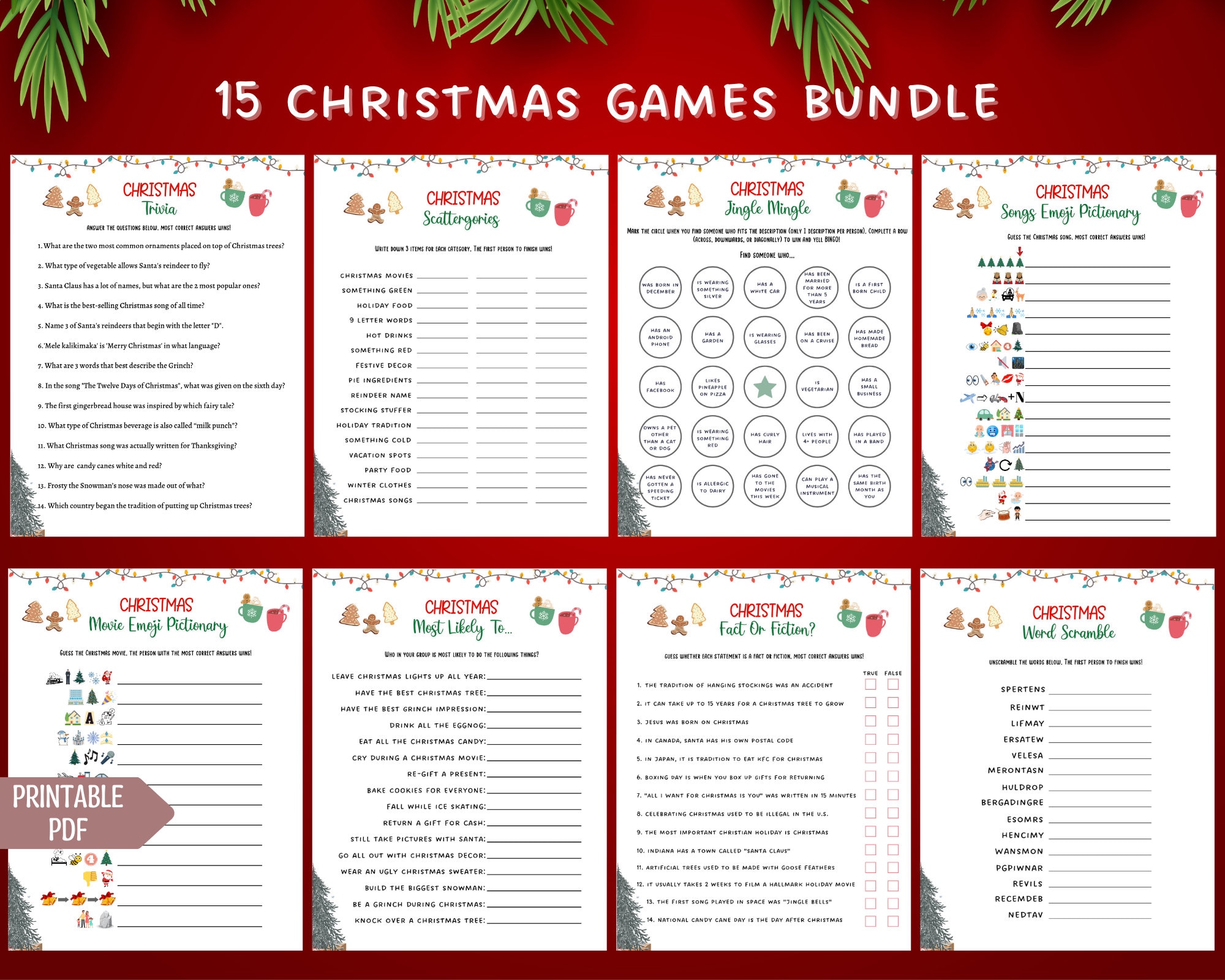 Christmas Game Bundle Printable Family Christmas Games - Etsy