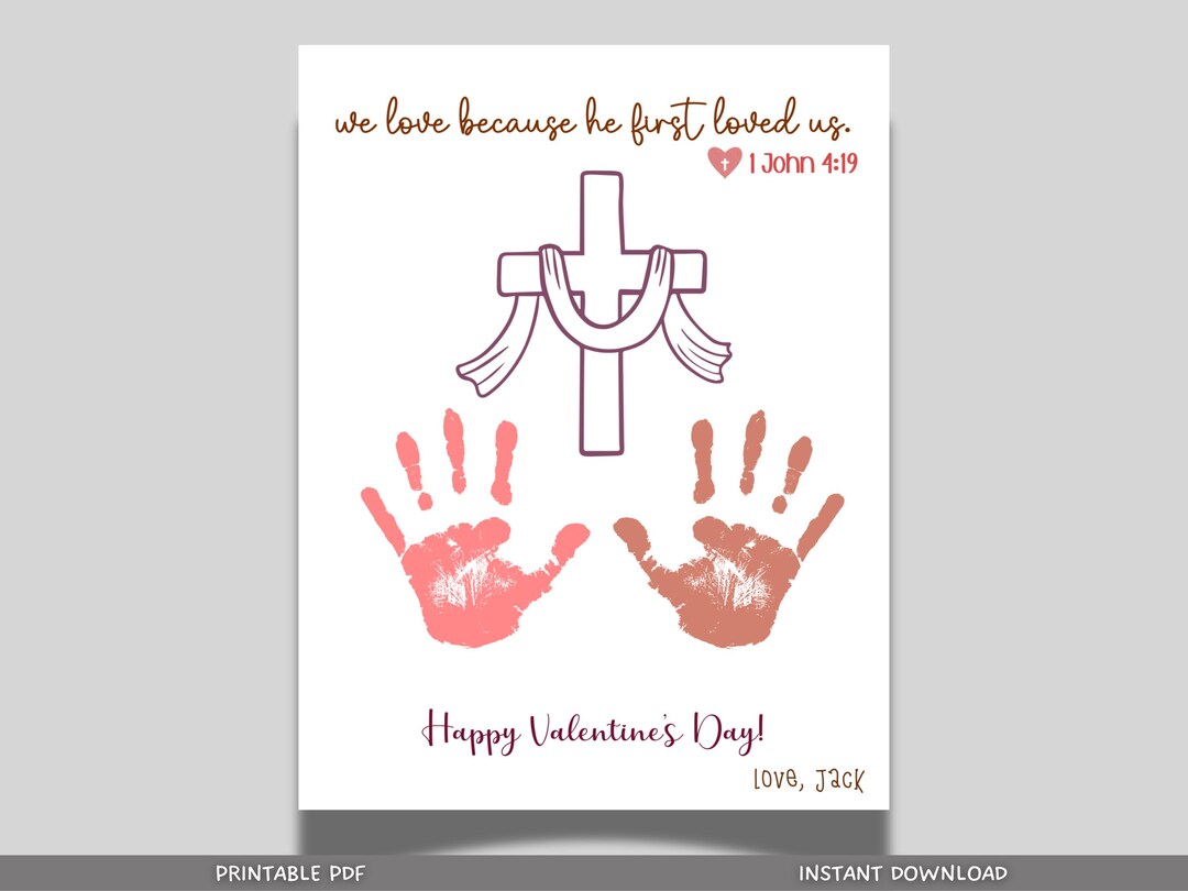 Handprint Bible Verse Craft Printable, Valentine’s Day Christian Art ...