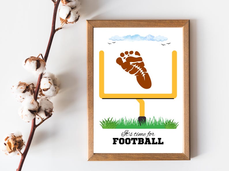 Football Footprint Craft Printable for Kids, DIY Sports Wall Art ...