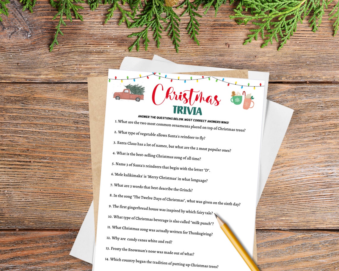 Christmas Trivia Game Printable Fun Holiday Party Game - Etsy