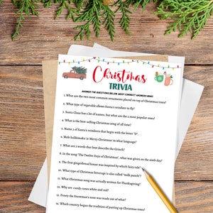 Christmas Trivia Game Printable Fun Holiday Party Game - Etsy