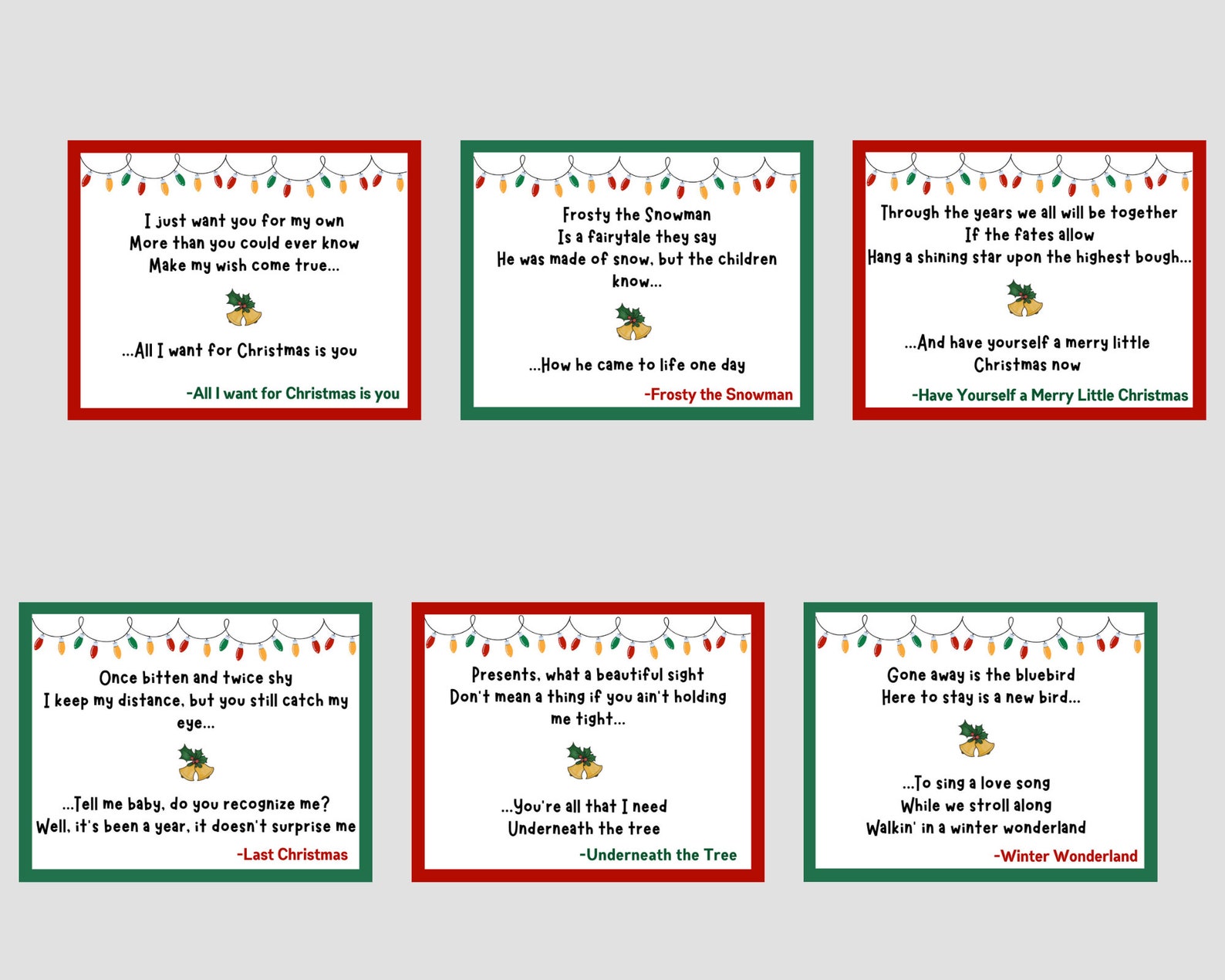 Christmas Finish the Lyric Game Printable Christmas Carol - Etsy
