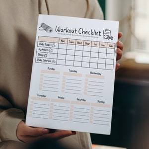 Workout Checklist Editable Daily Workout Routine Chart - Etsy