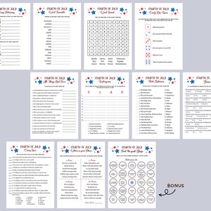 4th of July Games Printable Independence Day Patriotic - Etsy