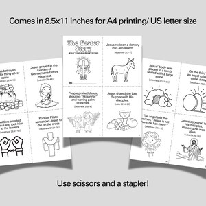 Easter Story Mini Book for Kids Printable Coloring Bible Lesson Sunday ...