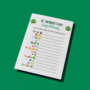 St Patricks Day Emoji Pictionary Game Printable, St Patricks Day Party ...