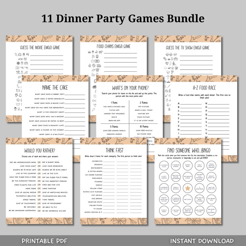 Birthday Party Games at Table - Etsy