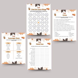 Fall Games Bundle Printable, Fun Autumn Games, Fall Activity Adults ...