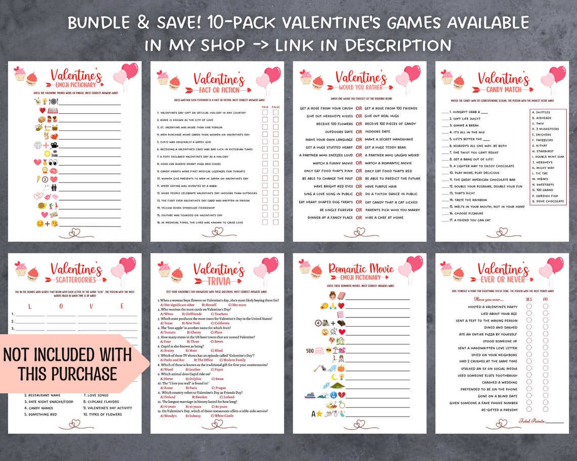 Valentine's Day Trivia Game Printable Galentines Day - Etsy