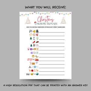 Christmas Emoji Pictionary Printable, Christmas Phrases Emoji Game ...