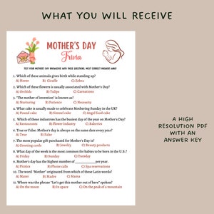 Mother's Day Trivia Game Printable Mothers Day Party - Etsy