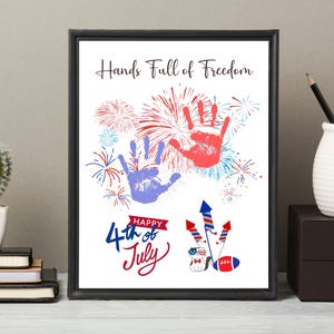 4th of July Fireworks Handprint Art Printable, DIY Footprint Craft ...