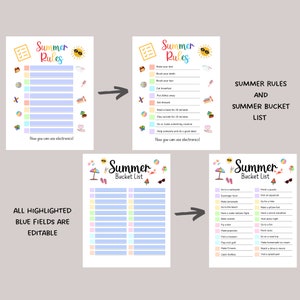 Editable Summer Planner Bundle Printable, Summer Chore Chart for Kids ...