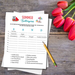 Summer Scattergories Game Printable, Pool Party Game, Summer Camp ...