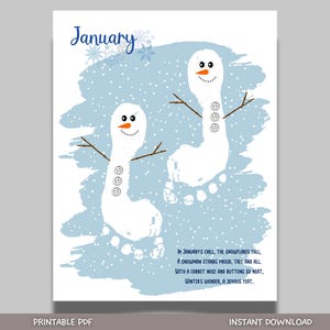 January Handprint Footprint Crafts Printable, DIY Art Kids Preschool ...