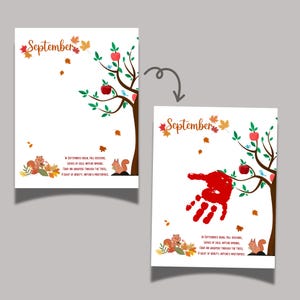 September Handprint Crafts Printable, DIY Art Kids Preschool Activity ...