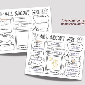 All About Me Coloring Page Printable, First Day of School Activity for ...