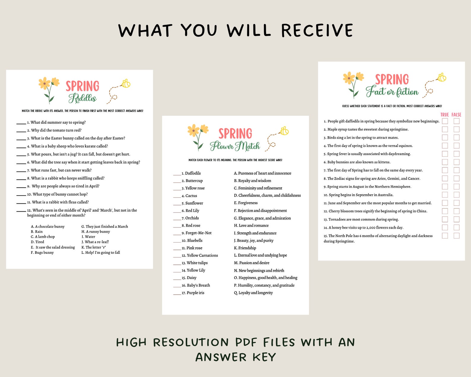 Spring Riddles Game Printable Spring Activity Adults and - Etsy