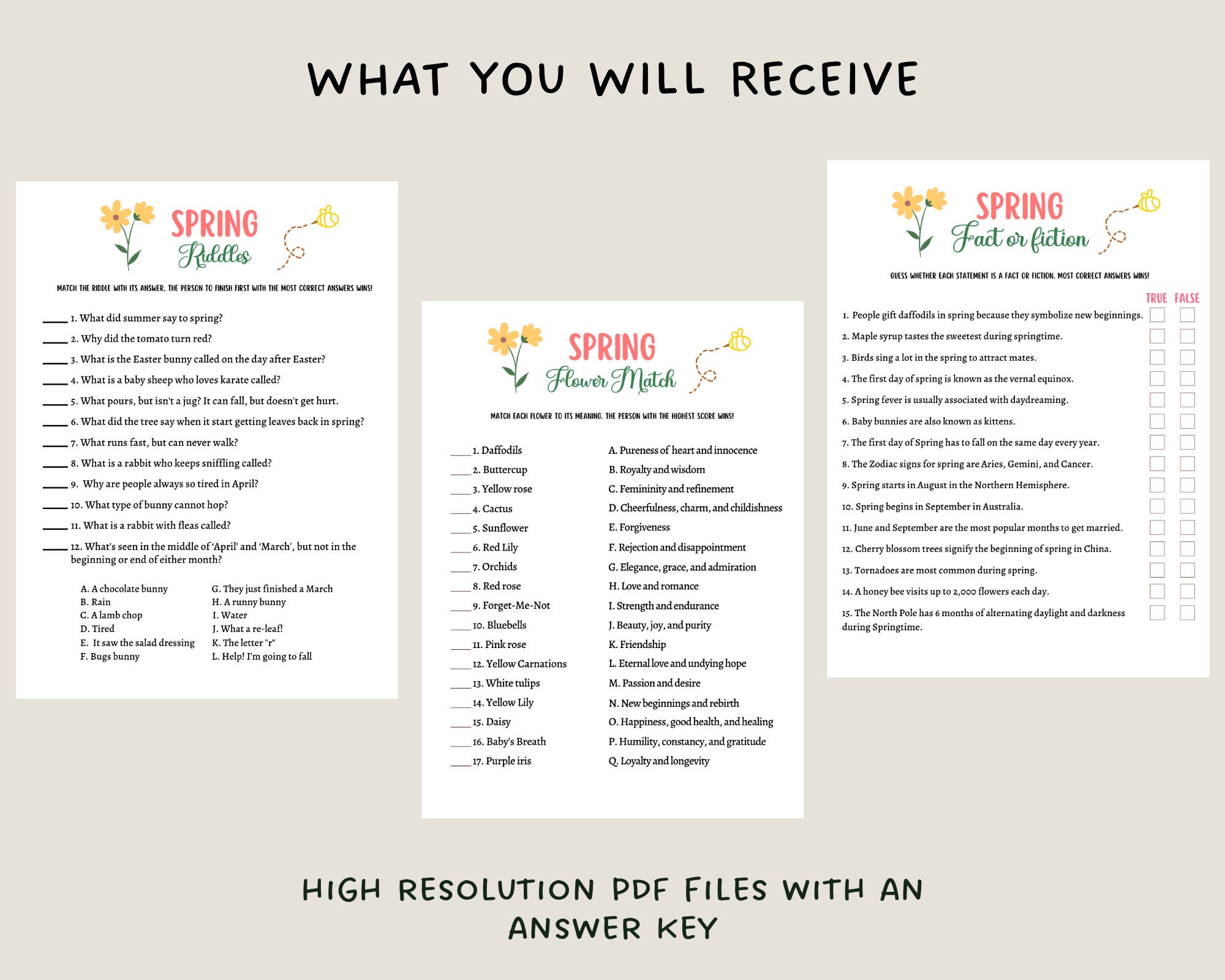 Spring Riddles Game Printable Spring Activity Adults and - Etsy