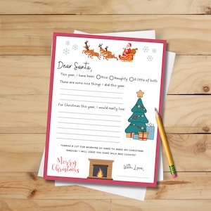 Letter to Santa Claus Printable, Dear Santa Letter, Kids Christmas Wish ...