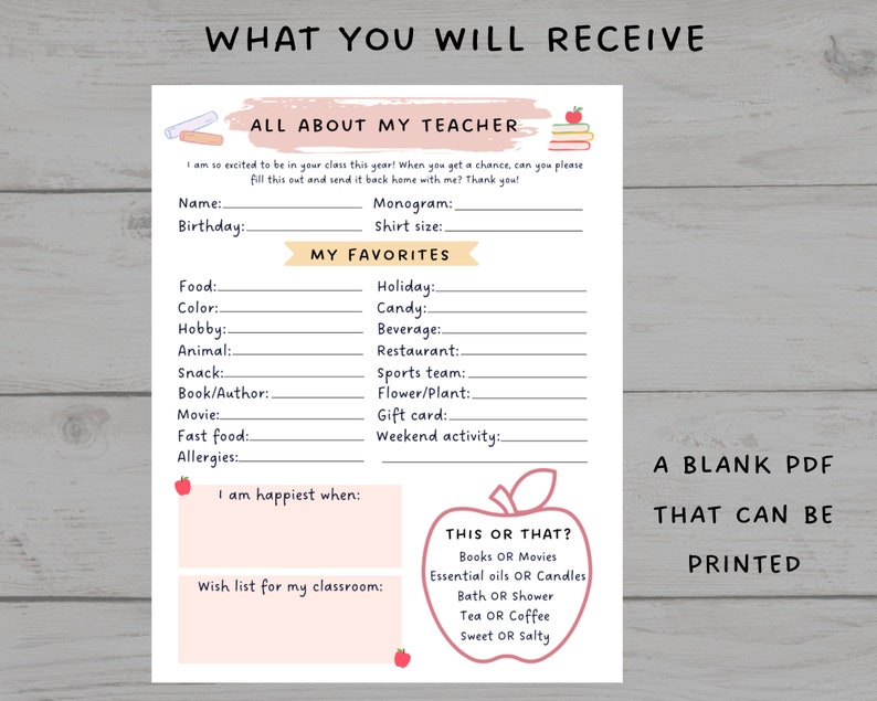 All About My Teacher Survey Back to School Teacher - Etsy