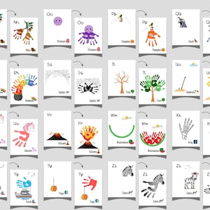 A-Z Alphabet Handprint Crafts Printable ABC Memory Phonic Art Book for ...