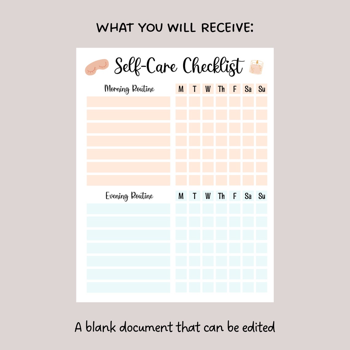 Self Care Checklist Printable Digital Planner, Journal Tracker, Stress ...