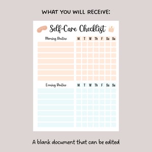 Self Care Checklist Printable Digital Planner, Journal Tracker, Stress ...