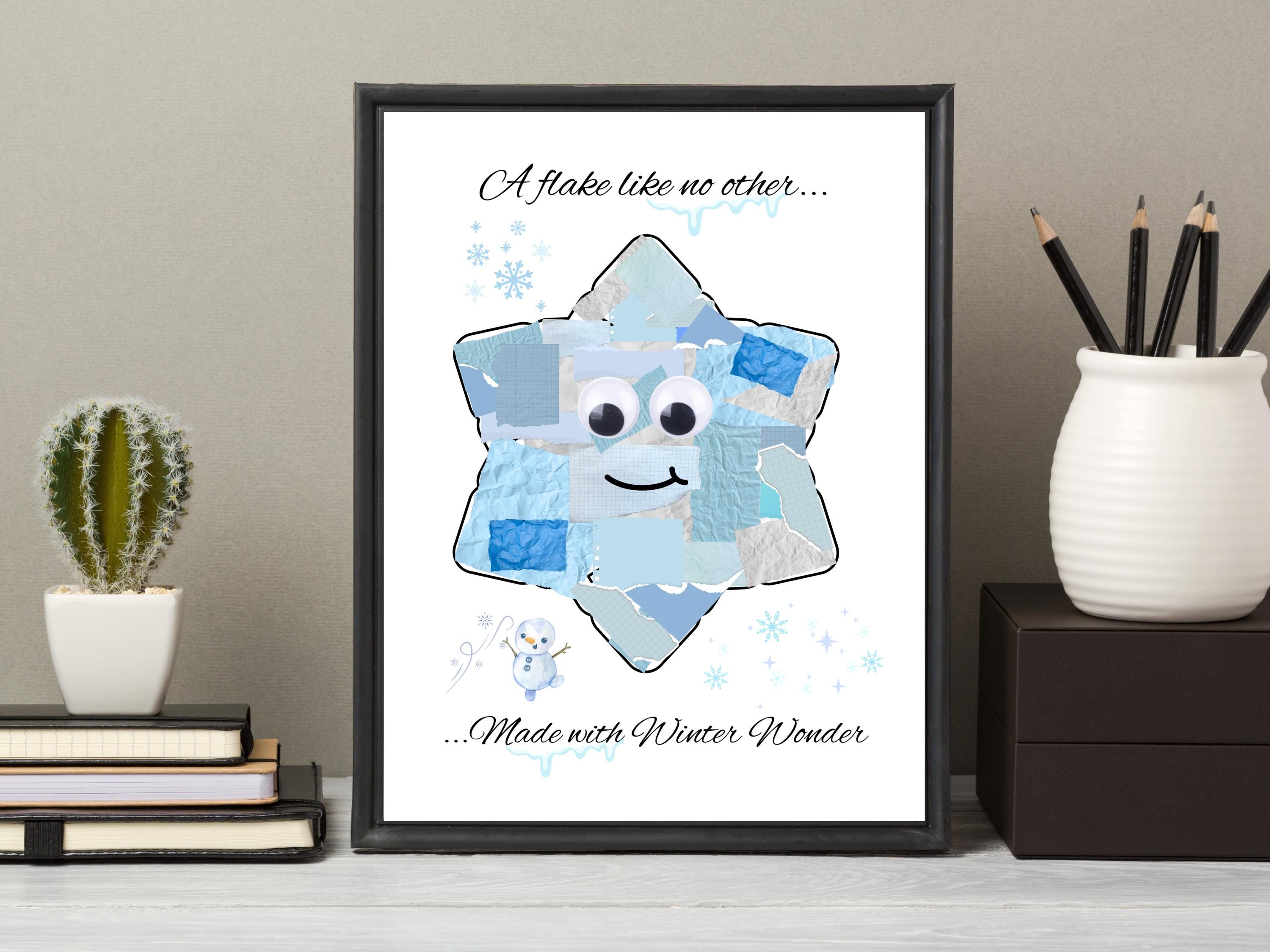 Snowflake Torn Paper Craft Printable for Kids, Winter Fine Motor Art ...