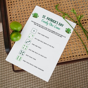 St Patrick's Day Candy Dice Game Printable, St Patty's Day Party Games ...