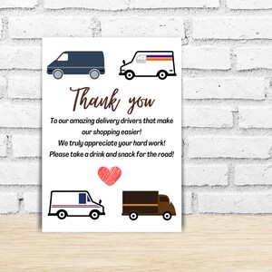 Delivery Driver Appreciation Sign, Thank You Sign, Snack & Drink Sign ...