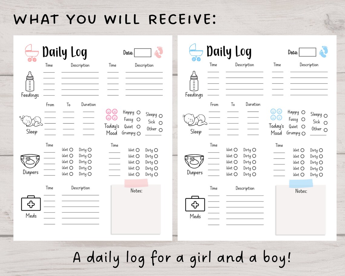 Infant Daily Log Printable Baby Daily Log Template Baby Care - Etsy