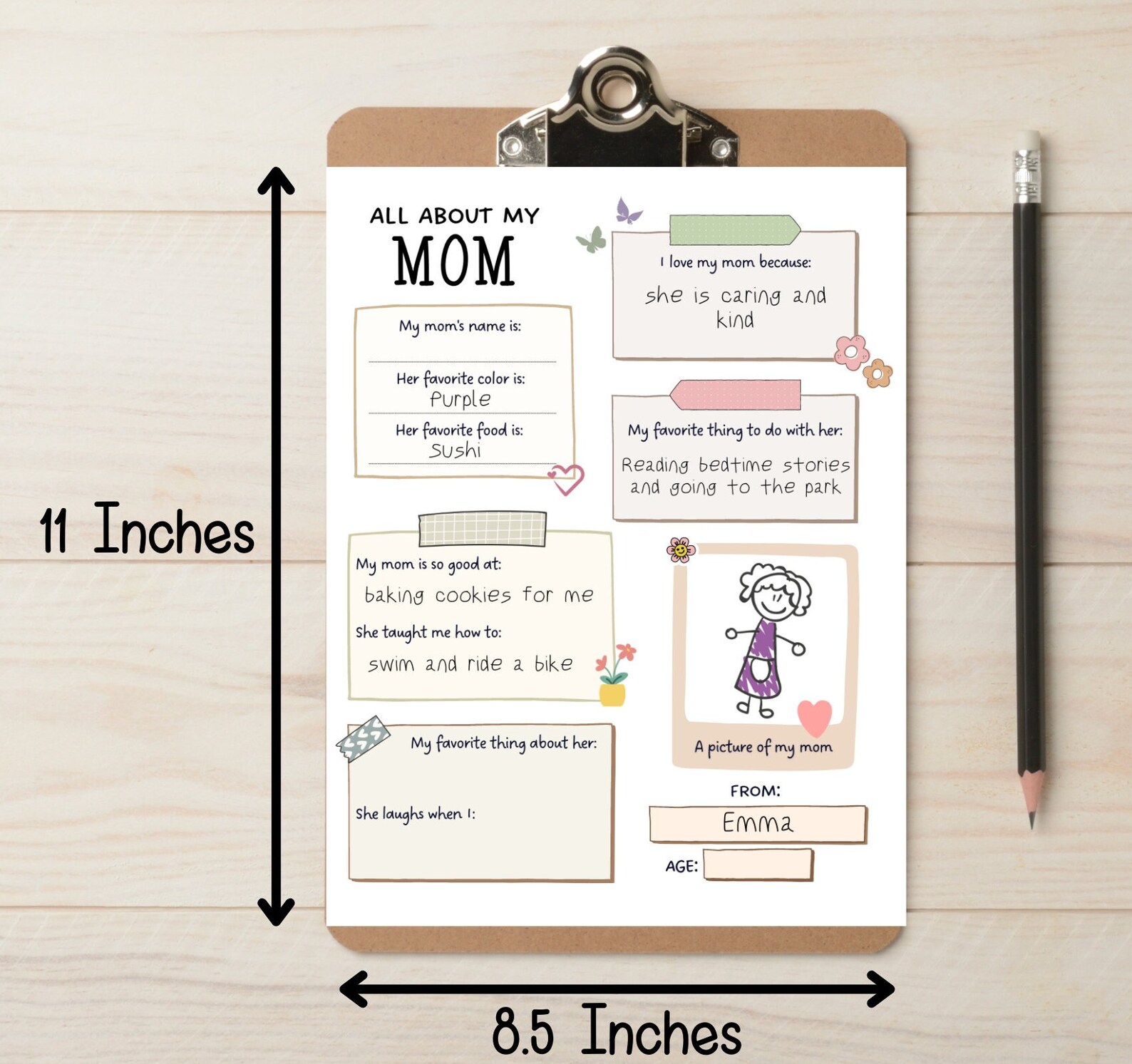 All About My Mom Survey Printable Mothers Day Questionnaire - Etsy