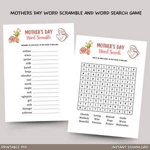 Mother's Day Game Printable, Mothers Day Game for Kids and Adults ...