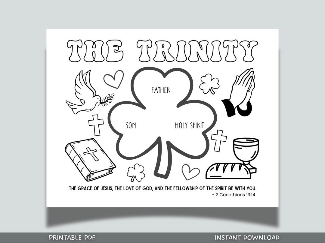 Holy Trinity Christian Coloring Page Printable Kids Activity Jesus ...