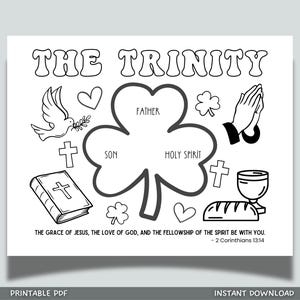 Holy Trinity Christian Coloring Page Printable Kids Activity Jesus ...