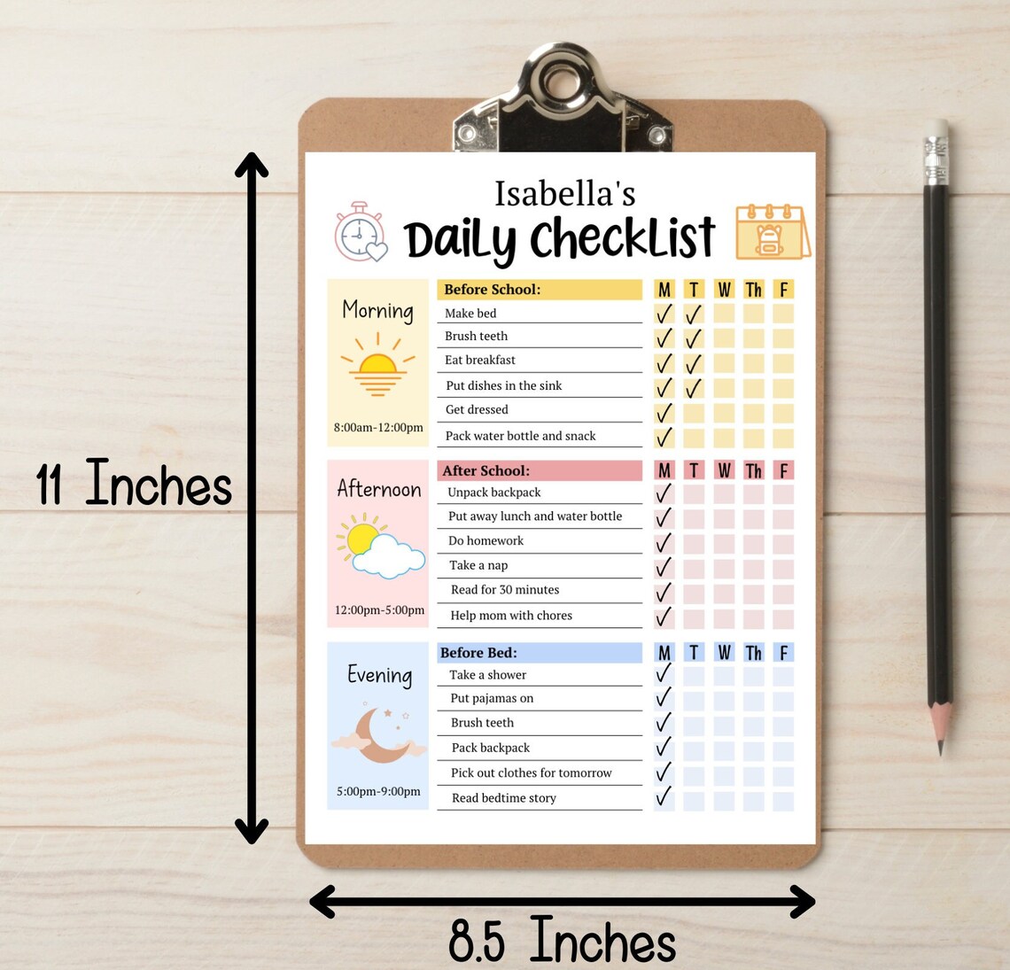 Kids Daily School Checklist Schedule Printable Editable Chore - Etsy UK
