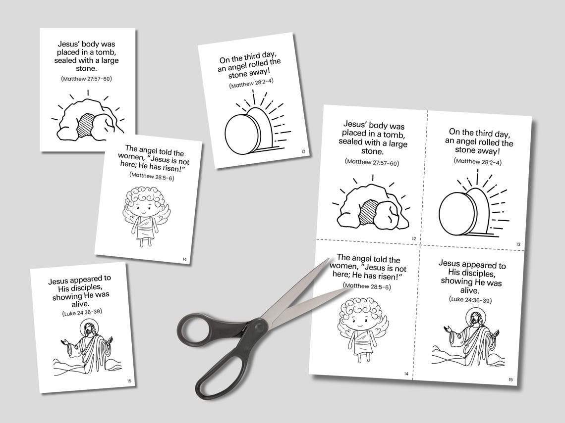 Easter Story Mini Book for Kids Printable Coloring Bible Lesson Sunday ...