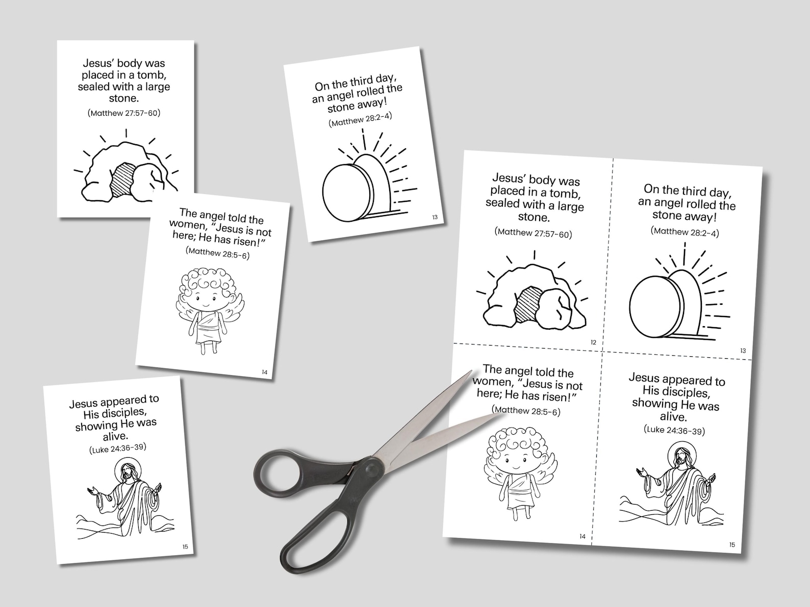 Easter Story Mini Book for Kids Printable Coloring Bible Lesson Sunday ...
