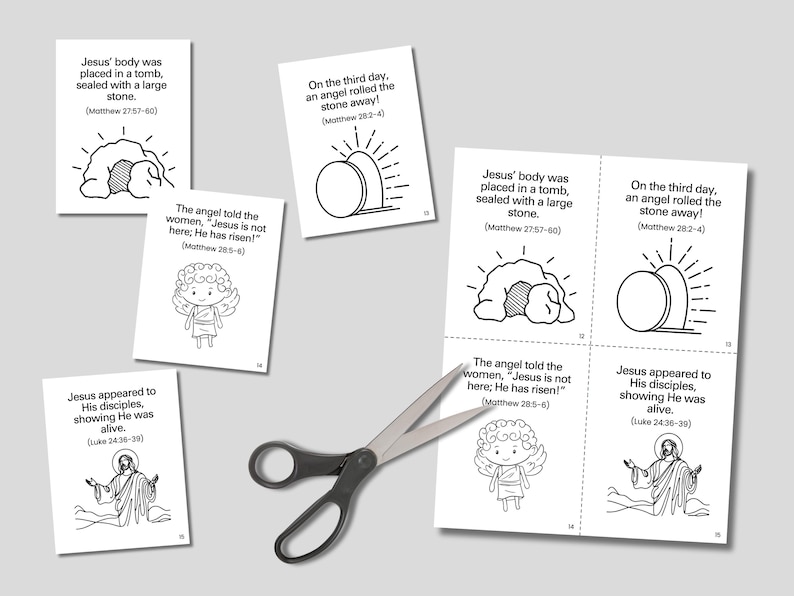 Easter Story Mini Book for Kids Printable Coloring Bible Lesson Sunday ...