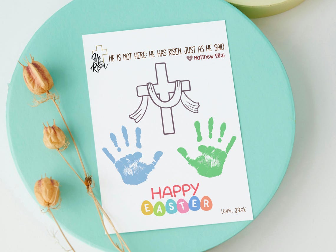 Christian Easter Handprint Craft Printable, DIY Religious Keepsake Art ...