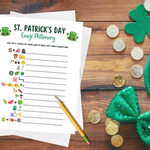 St Patricks Day Emoji Pictionary Game Printable St Patricks - Etsy