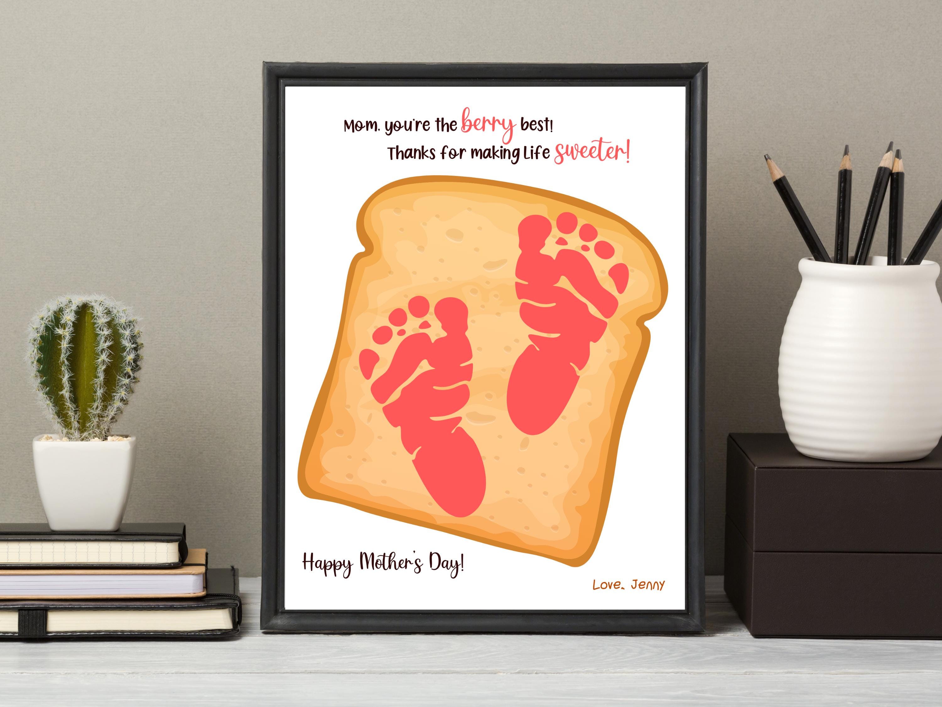 Mothers Day Footprint Craft for Kids Printable Card Handprint Art ...