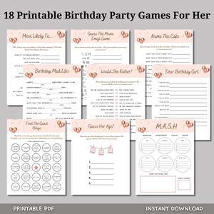 Teen Birthday Party Games Bundle, Birthday Games for Her Printable ...