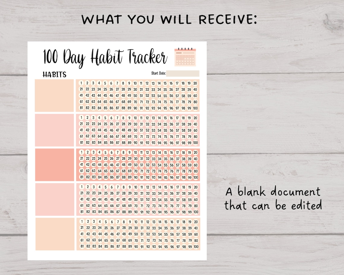 Habit Tracker Editable & Printable Daily Habit Chart Goal - Etsy